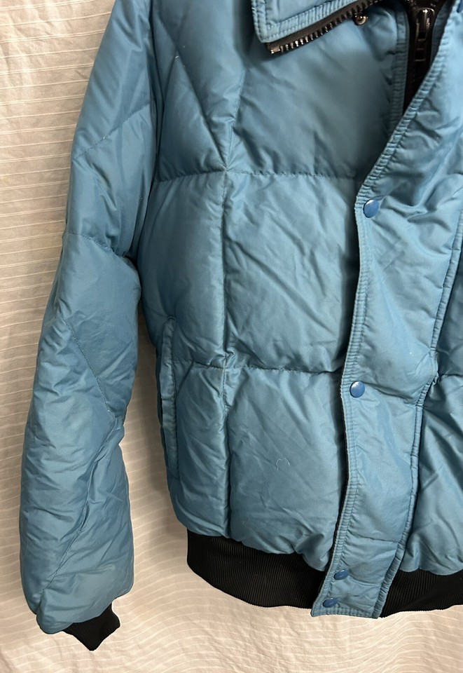 Vintage First Down Blue Goose Down Full Zip Winter Puffer Jacket Coat ...