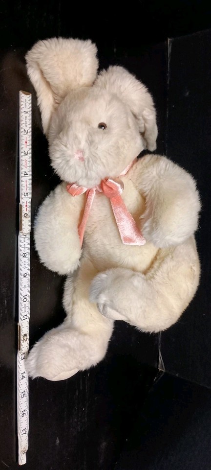 Vintage Y2K 1999 Cream & White Bunny Rabbit Plush W/ Pink Bow Mary ...