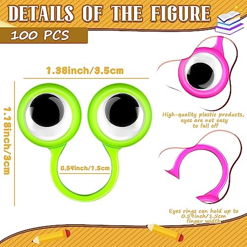 Pcs Halloween Witch Fingers and Googly Eye Rings - Wiggly Eyeball Ring ...