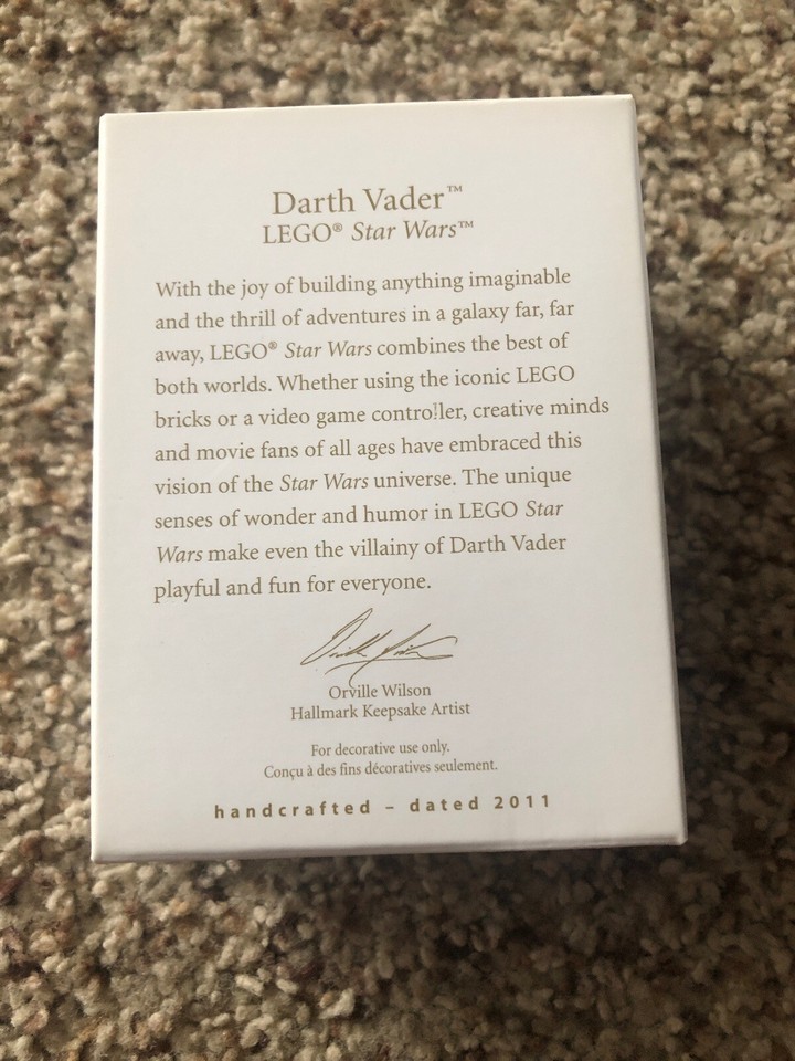 2011 DARTH VADER Star Wars LEGO NEW Hallmark Ornament #1 LIGHT SABER ...
