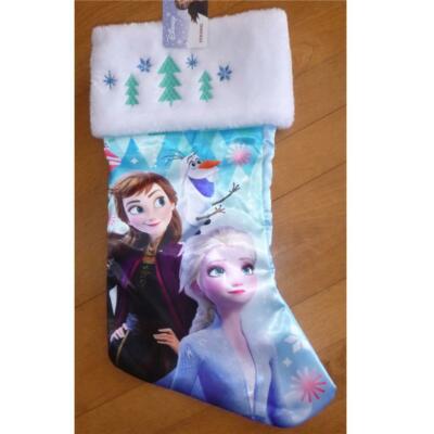 NWT Frozen Satin Christmas Stocking w/Faux Fur Cuff Elsa Anna & Olaf ...