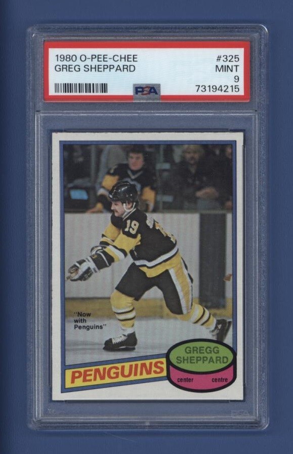 1980-81 OPC O-PEE-CHEE #325 GREG SHEPPARD PSA 9 MINT Pittsburgh ...
