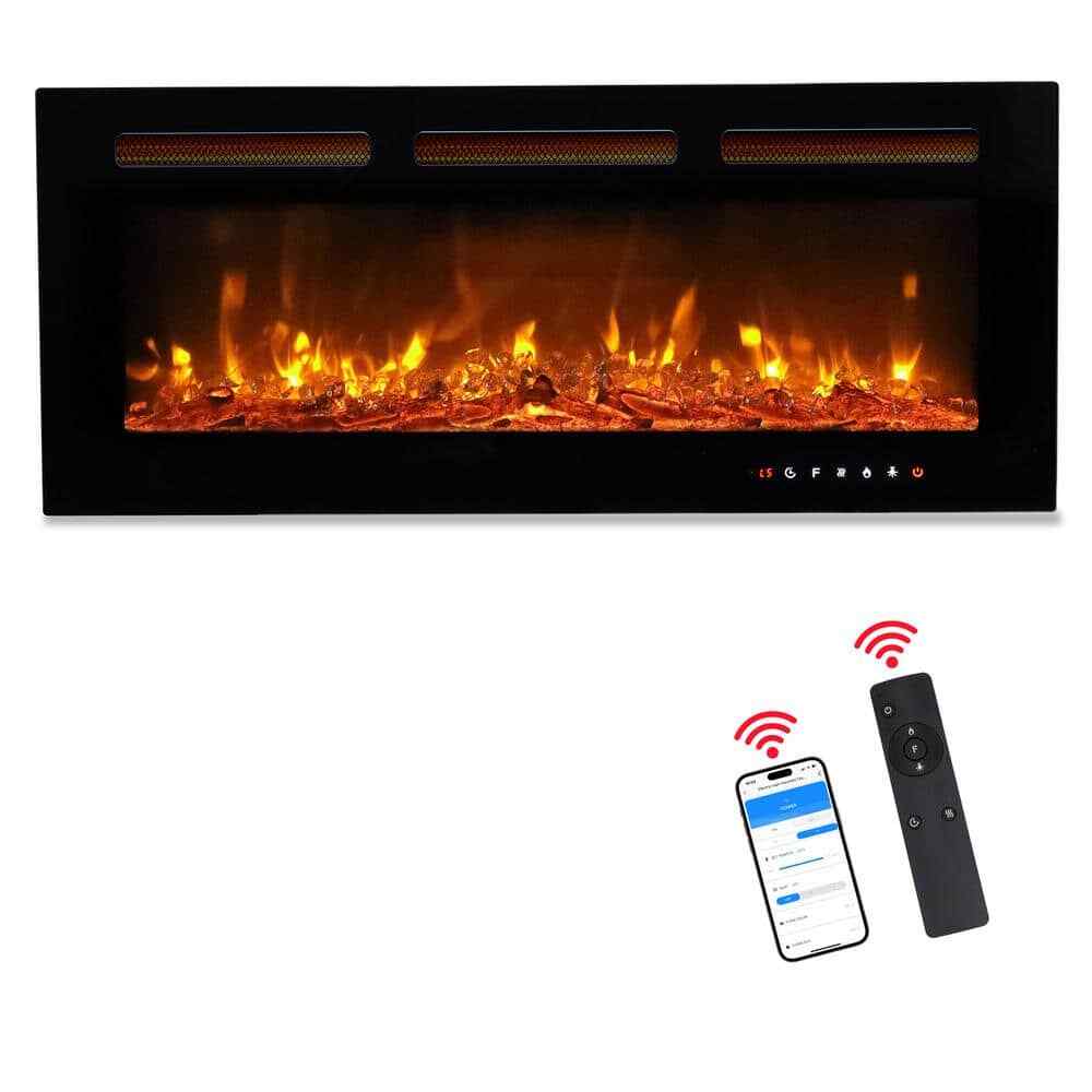 40"Wall-Mount/Insert/Freestanding 12-Color Flames Electric Fireplace w ...
