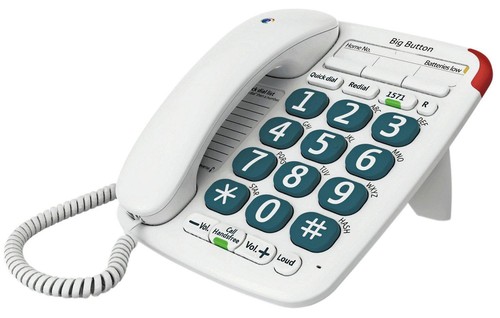 BT Corded Landline Home Telephone Big Button 200 Handsfree White 1 Year ...