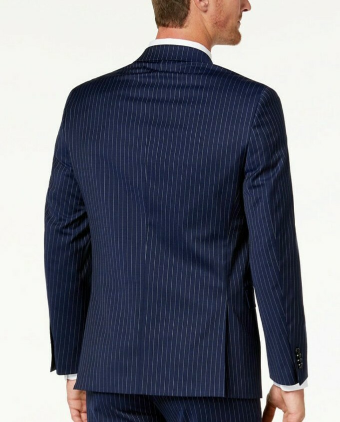 Tommy hilfiger Men's Modren Fit TH Flex Stretch Navy Pinestrip Suit ...