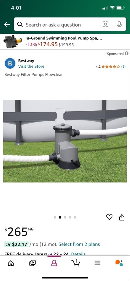 Bestway Flowclear 1,500 GPH #58389 Above Ground Swimming Pool Pump ...