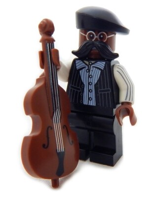 NEW LEGO BASS PLAYER MINIFIG music musical instrument jazz musician ...