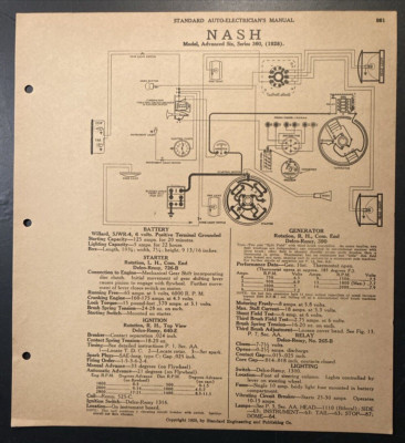 1928 Nash Models Advanced 6 Series 360 Special 6 330 Auto Electrical ...