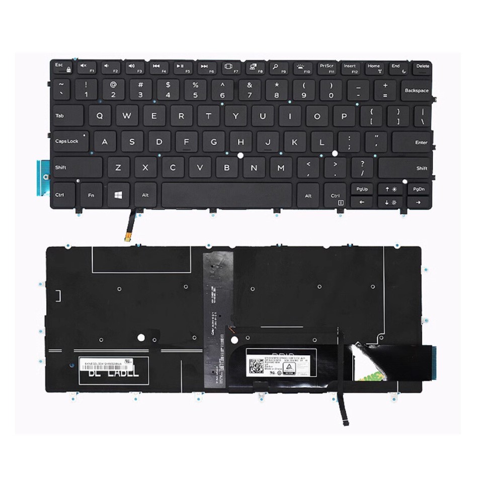 Black FOR Dell XPS 13-9370 9317 9380 9305 7390 P82G US English Backlit ...