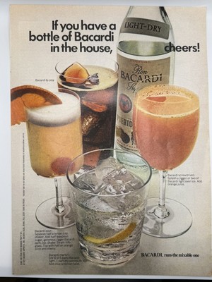 1971 Bacardi Rum Vintage Color Magazine Print Ad 4 Mixed Drink Recipes ...