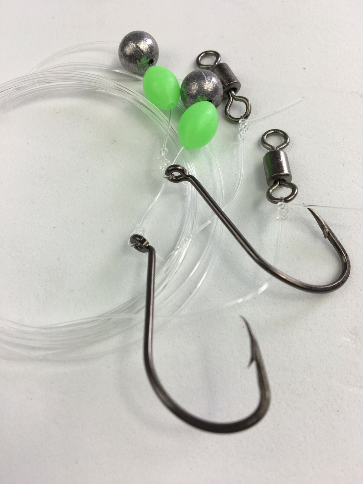 6 Running Sinker Flathead Fishing Rigs - 3/0 Octopus Hook Size 1 Sinker ...