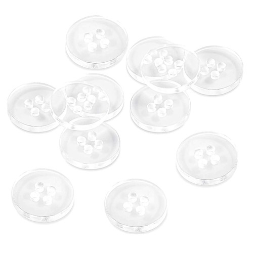 50 Pcs Clear Buttons for Sewing 0.45" (11 mm) 4 Hole 18L Transparent ...