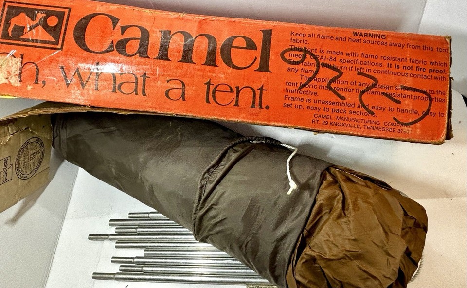 Vintage Camel Tent w/Aluminum Poles (Untested) In Box | eBay