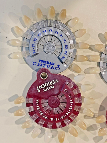 1) VERIDENT PLASTIC & UNIVAC PORCELAIN SHADE GUIDE FULL SERIES DENTURE ...