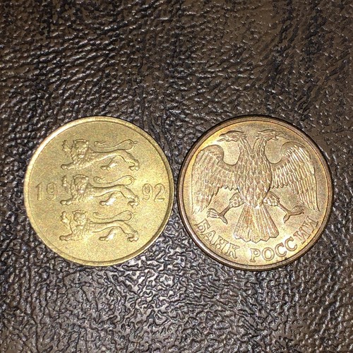 Lot 1992 Russian 1 Rouble BAHK POCCNN Coin & 1992 KROON Estonia 20 ...