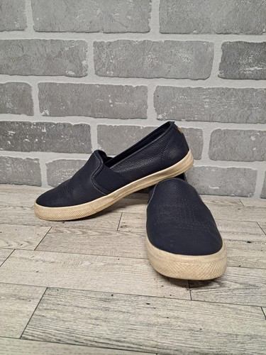 Lauren Ralph Lauren Jarrett Blue Leather Slip-On Flats Loafers Shoes ...
