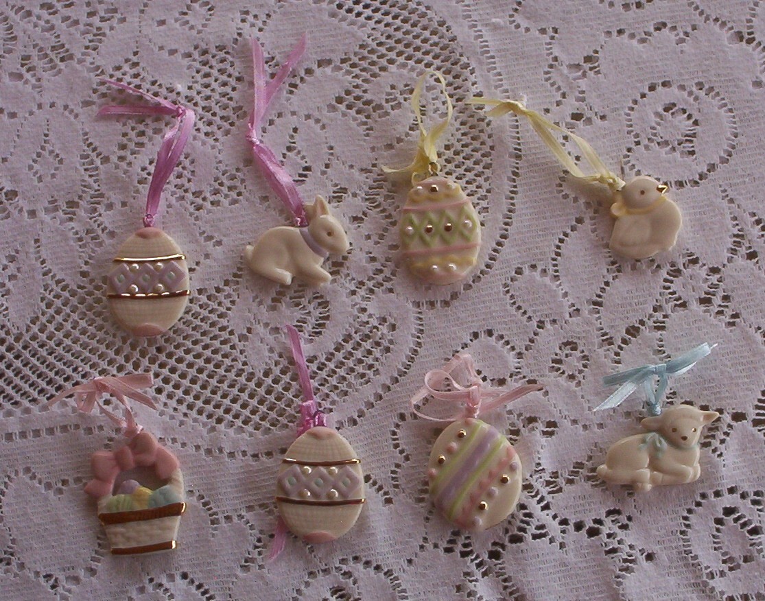 LENOX EASTER TREE WITH 8 ORNAMENTS-BUNNIES-EGGS-CHICKS-BASKET-MINI ...