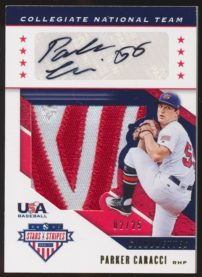 PARKER CARACCI 2019 Panini USA Stars & Stripes SILHOUETTES AUTO PATCH 2 ...