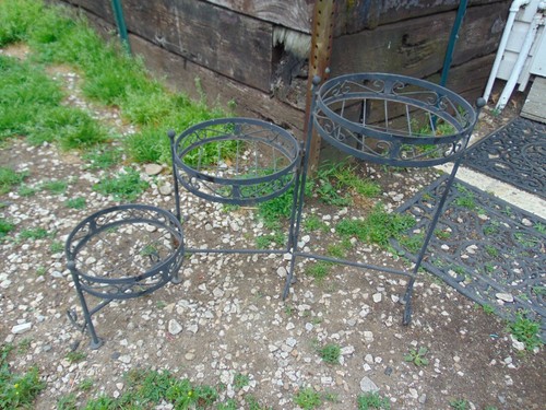 Vintage 3-Tier Folding Wrought Iron Plant Stand | eBay