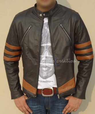 XMEN 1 Wolverine Brown Biker Leather Jacket All Sizes Halloween Logan ...