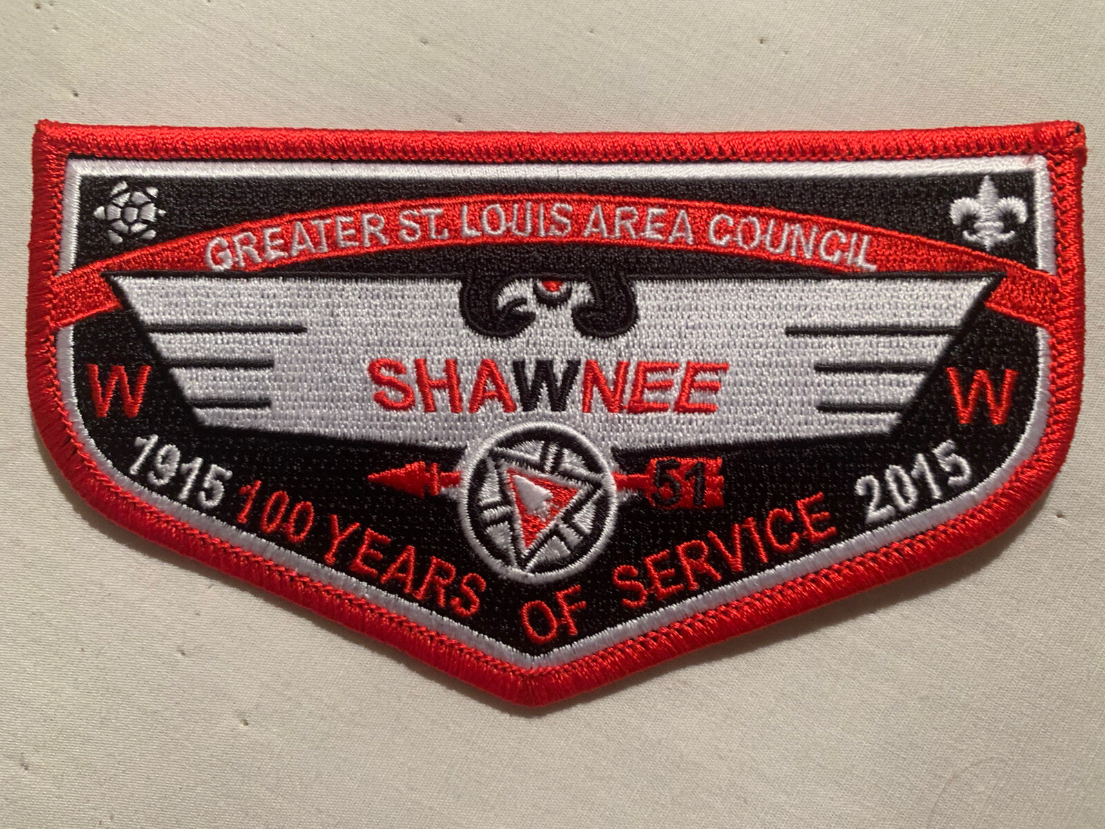 Shawnee OA Lodge 51 2015 100th ann Black And Red Flap Boy Scout Patch ...