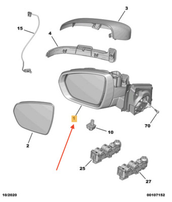 PEUGEOT 3008 Left Side Wing Mirror 1635224180 NEW GENUINE | eBay UK