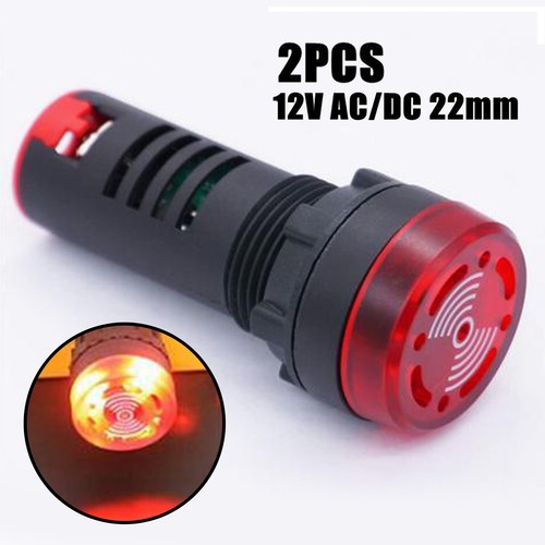 Reliable LED Indicator AC/DC 12V Flashing Red Buzzer Light 22mm AD16 ...