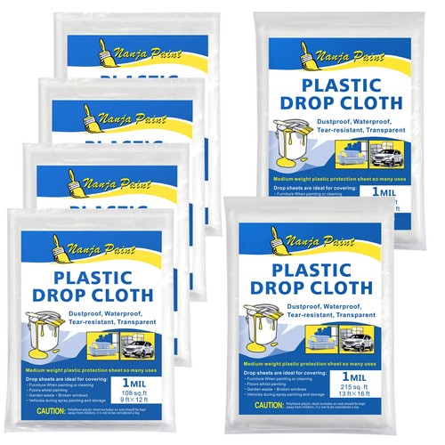 Clear Polyethylene Drop Cloths, 1 Mil Thickness - Waterproof Plastic ...