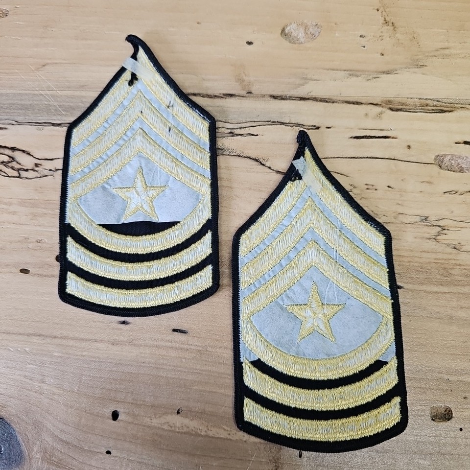 Vintage U.S. Army Sergeant Major rank insignia Patch Pair B919 | eBay