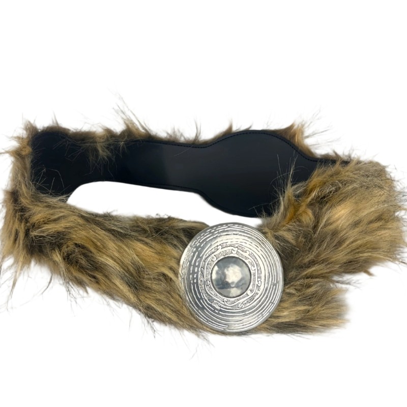 Furry Fashion Belt Features Design Metal Round Clasp Enhances Visual ...