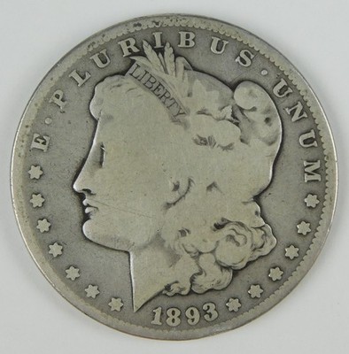 1893-CC $1 Morgan Silver Dollar G Good Detail Rim Bump Circulated Coin ...
