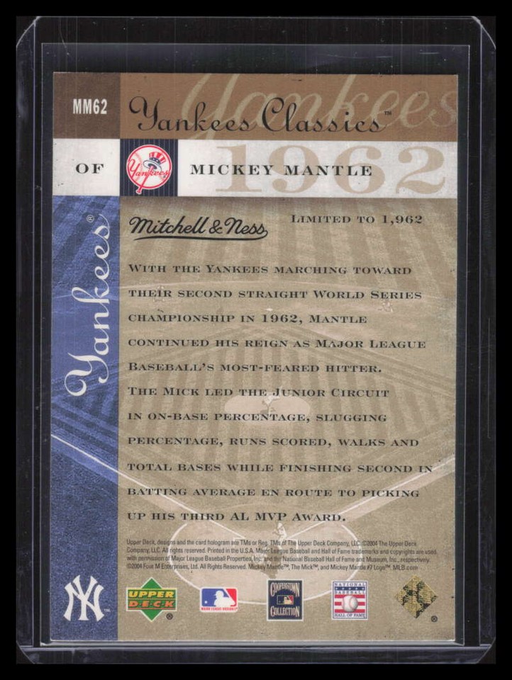 2004 YD Yankees Classics Mitchell and Ness Cards mm62a Mickey Mantle ...