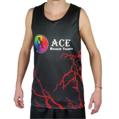 Ace Tank Top Sleeveless Man beach tennis Thorn Red Black Red | eBay