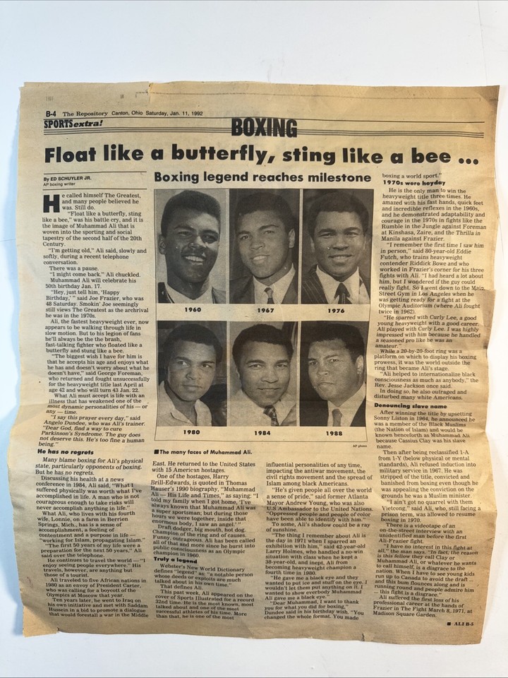 Muhammad Ali Sports Extra Special Edition newspaper 1992 Ali 50th ...