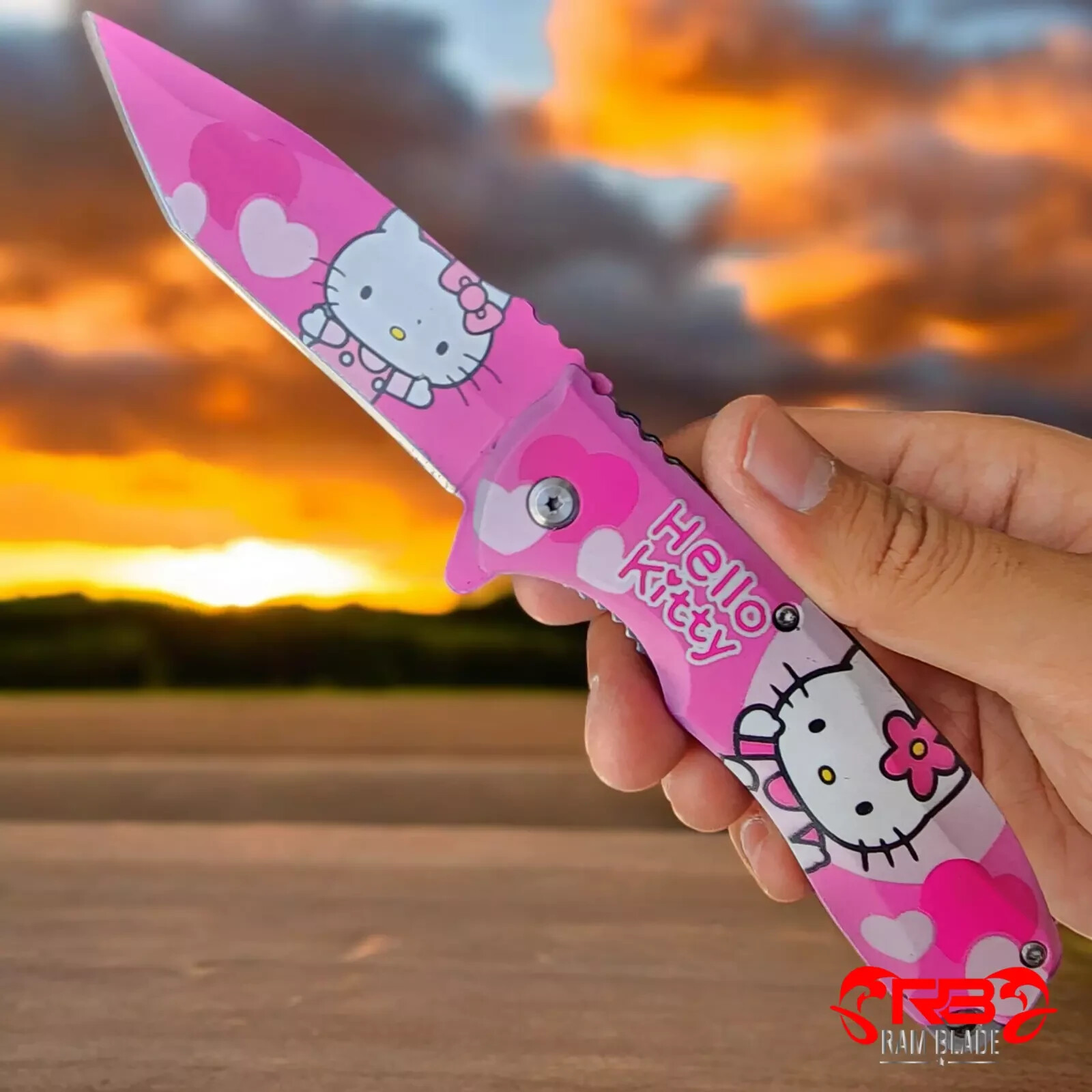 8" PINK HANDLE Kitty SPRING ASSISTED FOLDING POCKET KNIFE Blade Assist ...