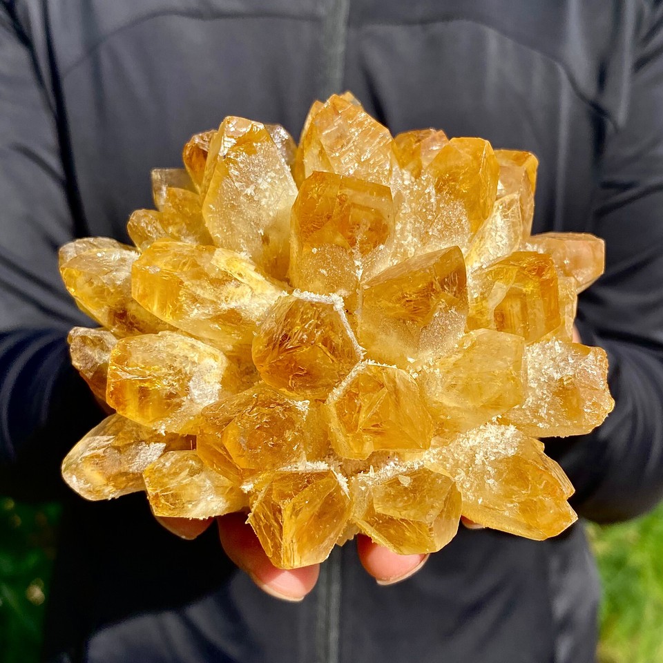 1.15LB New find yellow Phantom Quartz Crystal Cluster mineral samples ...