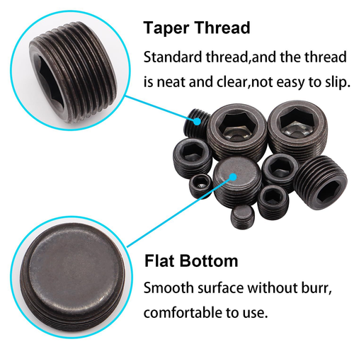 60PCS Black Carbon Steel Pipe Plug Fitting Assortment Kit - 5 Sizes | eBay