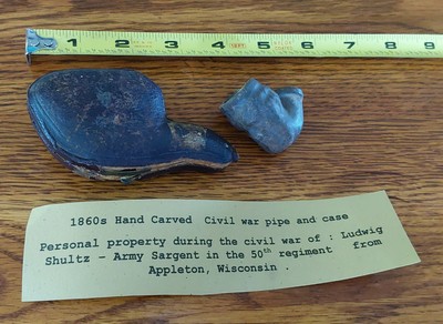 1860's Hand-Carved Civil War PIPE w/Case LUDWIG SHULTZ Appleton ...