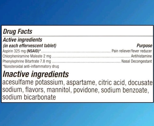 Equate Effervescent Cold Relief Tablets 325 mg 48 Tablets Original ...