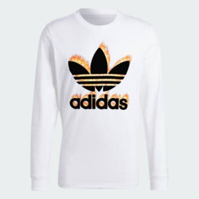 NWT Adidas Originals Men's Trefoil Fire Long sleeve T-Shirt White ...