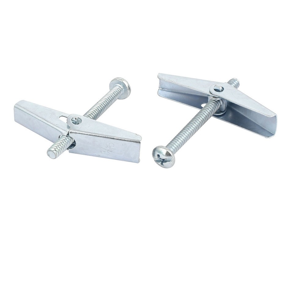 3/16" x 2" Male Thread Spring Loaded Hollow Wall Round Head Toggle Bolt ...