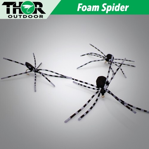 6 Foam Spider Flies - Black, #16 - Fly Fishing Set for Bluegill, Trout ...
