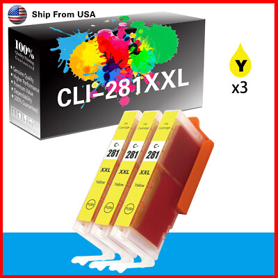 3PK CLI281 CLI281XXL Ink Cartridge for Pixma TR7500 TR8500 TR8600 ...