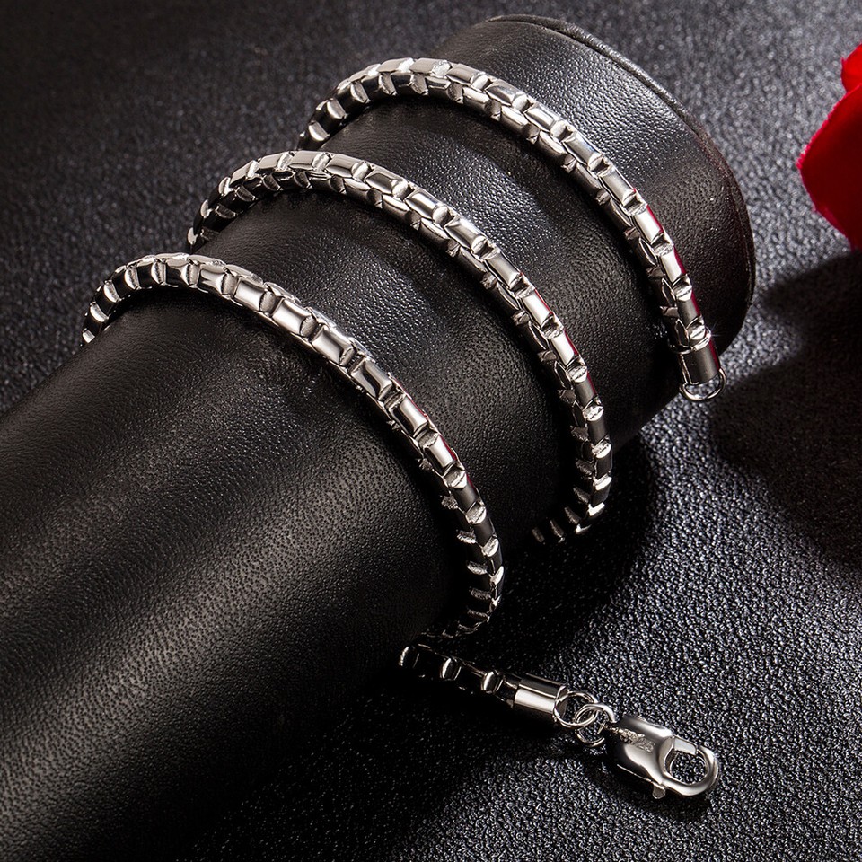 Genuine 925 Sterling Silver 5mm Box Chain Necklace Clasp 18"-26" for ...