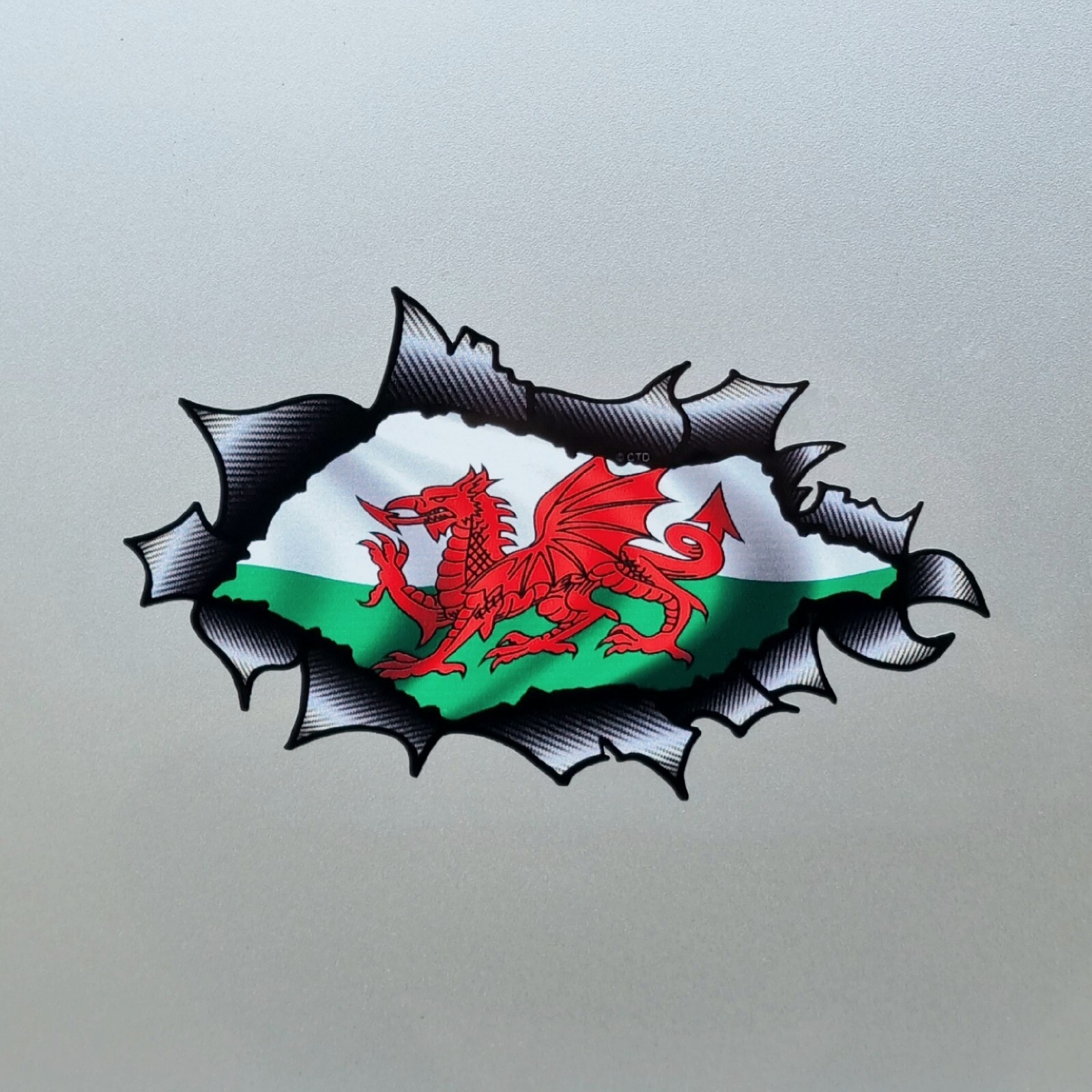 Wales Welsh Flag Ripped Carbon Fibre Oval Vinyl Sticker Decal For Car ...