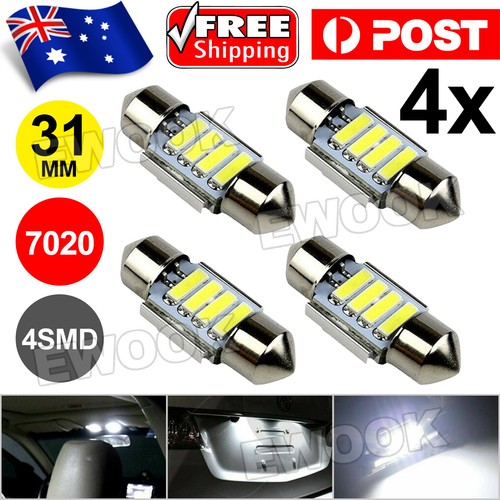 4x 31MM FESTOON 7020 4SMD LED INTERIOR DOME MAP LIGHT BULB GLOBE 12V ...