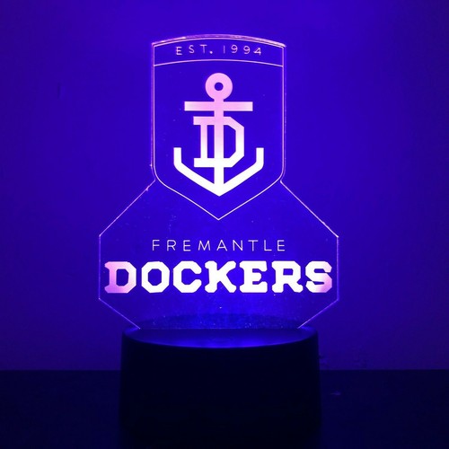 AFL FREEMANTLE DOCKER FOOTY 3D Acrylic LED 7 Colour Night Light Touch ...