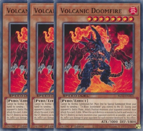 Yugioh - Volcanic Doomfire x 3 - 1st Edition - NM - Free Holographic ...