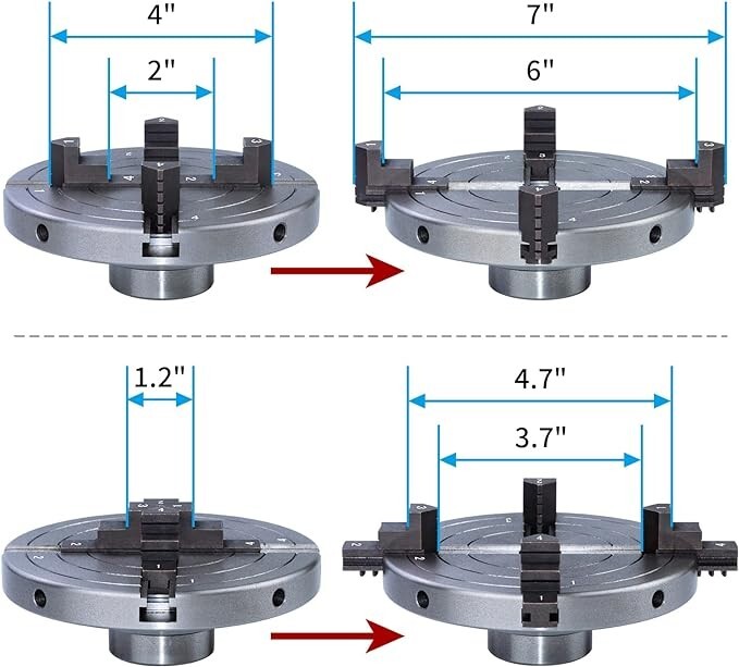 Wood Lathe Chuck 6 inch 4 Jaws Self-Centering Lathe Chucks Thread 1 x ...