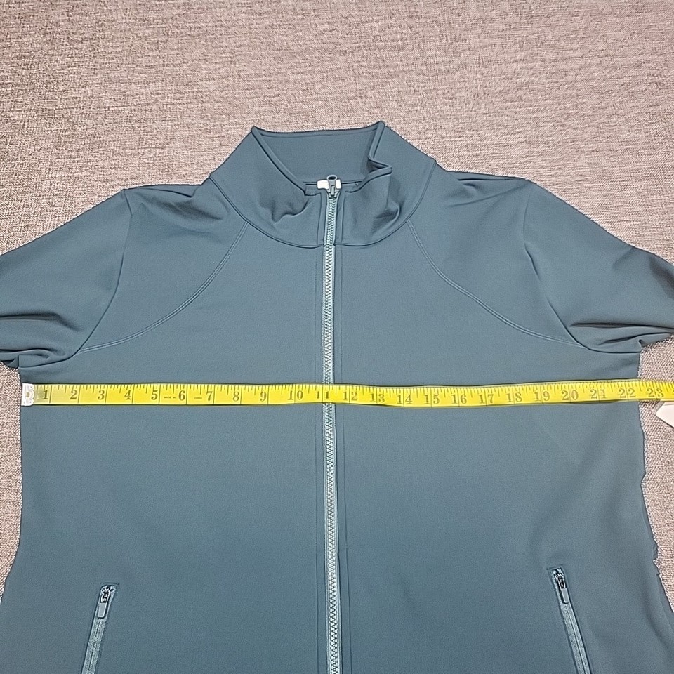 Womens Ruffle Back Peplum Zip Active Jacket 1X Plus Sz Teal Long ...